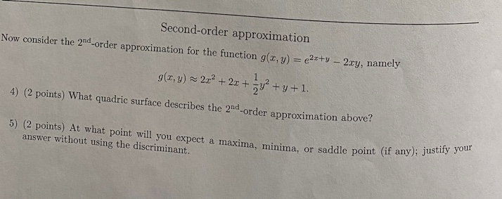 Solved Second-order approximation Now consider the 2nd-order | Chegg.com