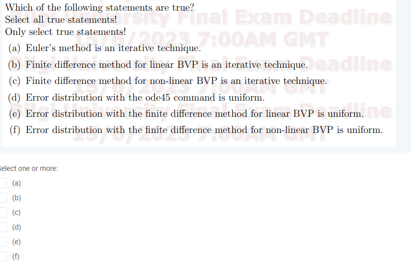 Solved Which of the following statements are true? Select | Chegg.com