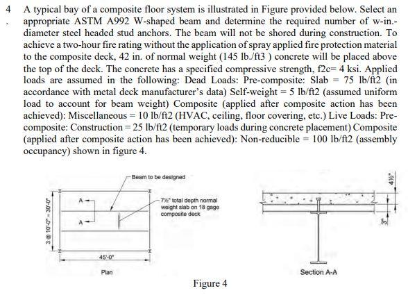 Solved A typical bay of a composite floor system is | Chegg.com