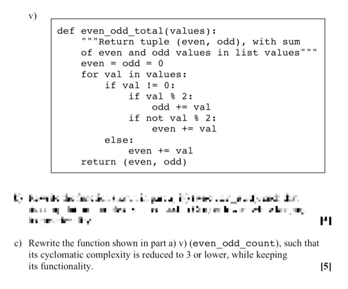 Solved v) def even_odd_ total (values): """Return tuple | Chegg.com