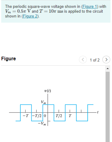 Solved The periodic square-wave voltage shown in (Figure 1) | Chegg.com
