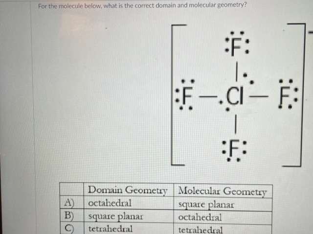 Solved For the molecule below, what is the correct domain | Chegg.com
