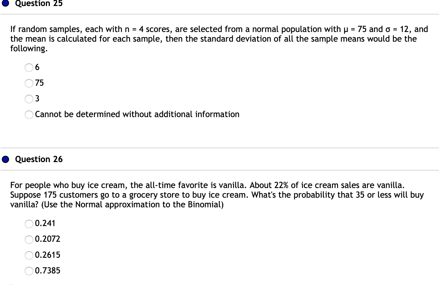 Solved Question 25 If random samples, each with n = 4 | Chegg.com
