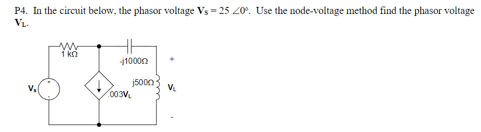 Solved P4. In the circuit below, the phasor voltage | Chegg.com