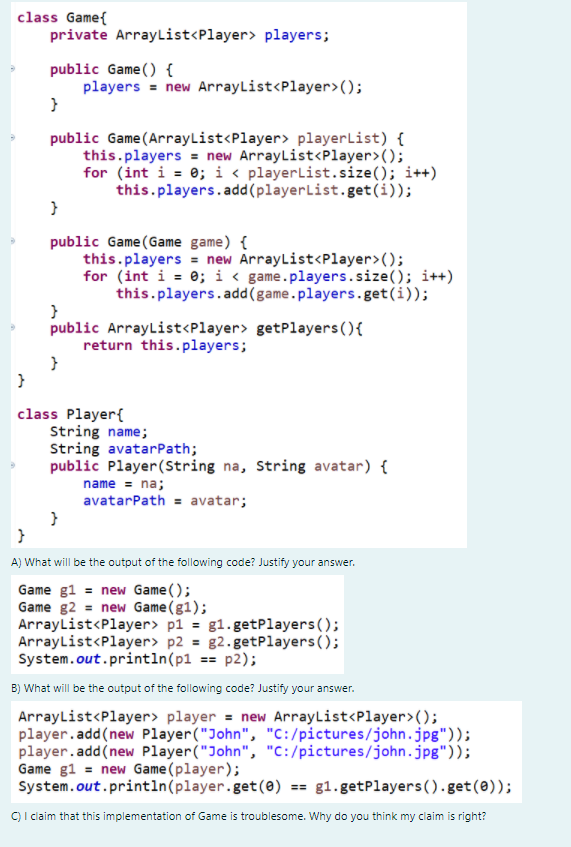 Solved class Game{ private ArrayList players; public Game() | Chegg.com