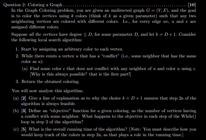 Solved Question 2: Coloring a Graph | Chegg.com