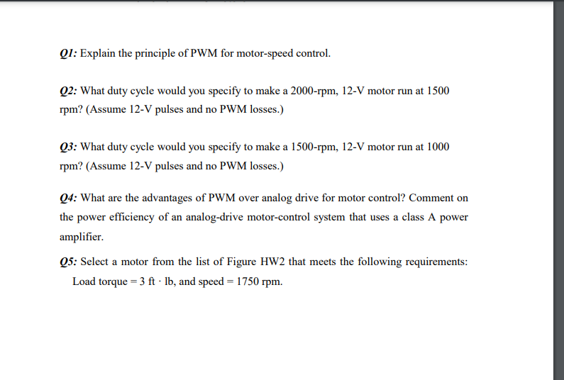 Solved Q1 Explain The Principle Of Pwm For Motor Speed