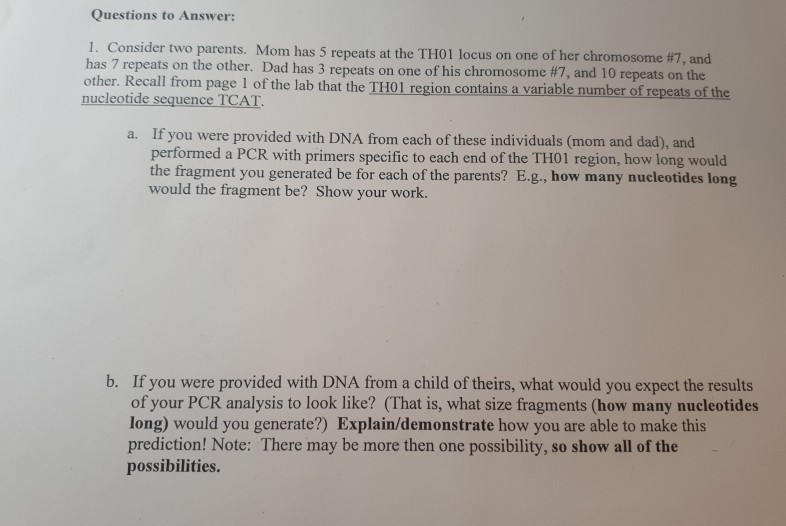 Questions to Answer: 1. Consider two parents. Mom has | Chegg.com
