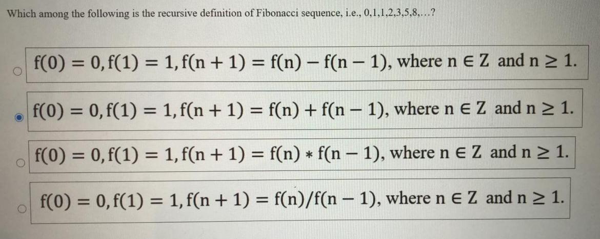 Solved Which among the following is the recursive definition | Chegg.com
