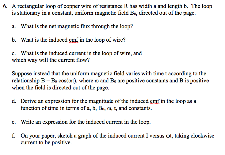 Solved 6. A rectangular loop of copper wire of resistance R | Chegg.com
