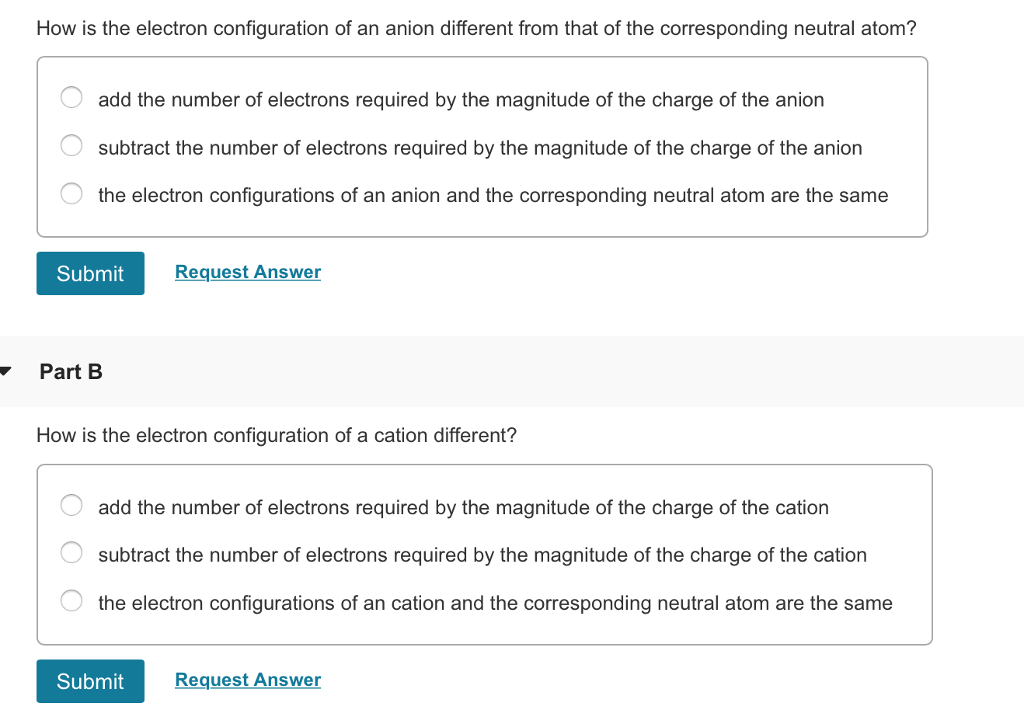 Solved How is the electron configuration of an anion | Chegg.com