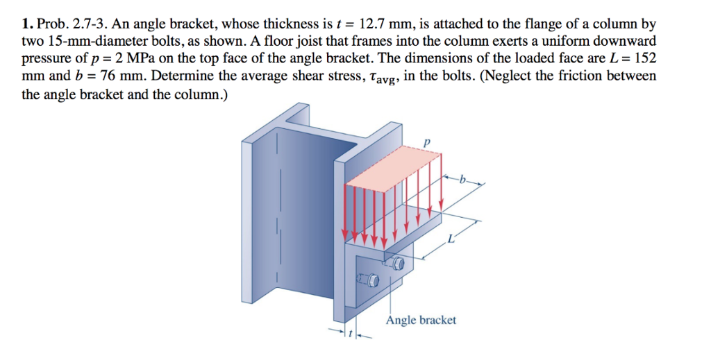 Solved 1. Prob. 27-3. An angle bracket, whose thickness is t | Chegg.com