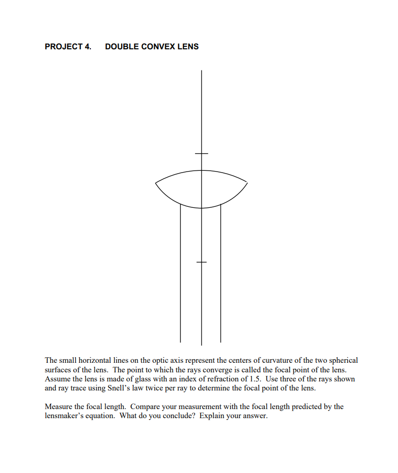 Solved PROJECT 4. DOUBLE CONVEX LENS The small horizontal | Chegg.com