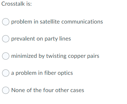 Solved Crosstalk is: problem in satellite communications | Chegg.com