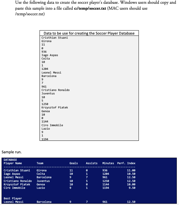 Solved Lab12 – The Soccer Player Database Using C++ | Chegg.com