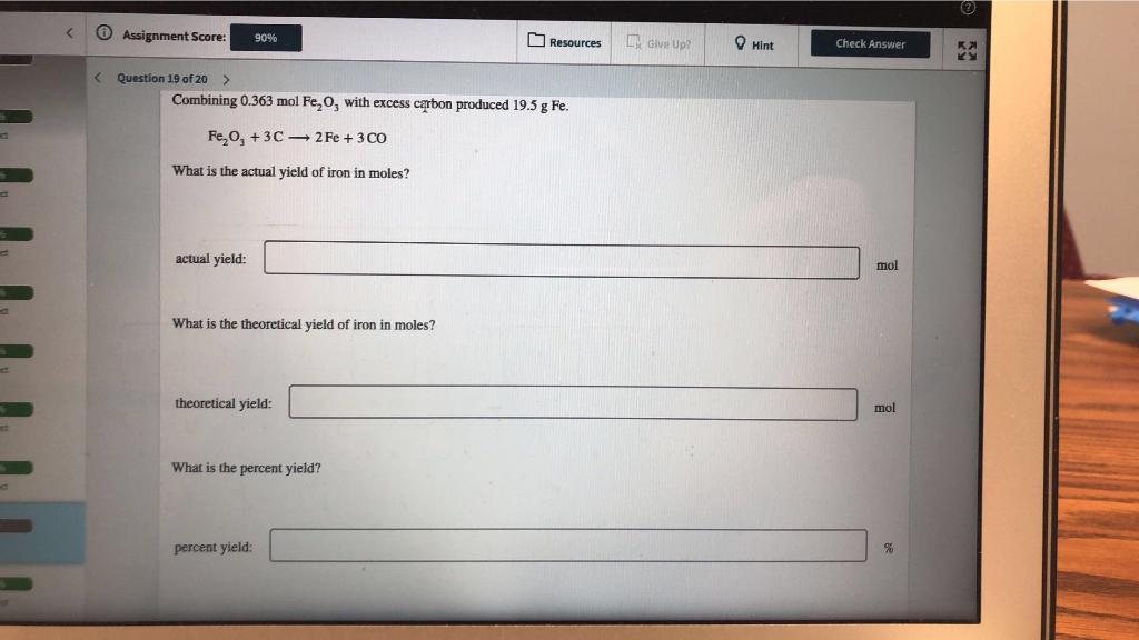 Solved Assignment Score: 90% Resources Give Up? Hint Check | Chegg.com