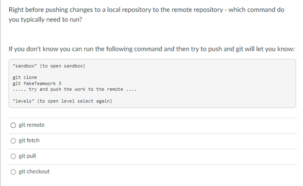Solved Right before pushing changes to a local repository to | Chegg.com