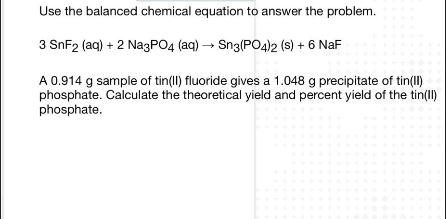 Solved Use the balanced chemical equation to answer the | Chegg.com