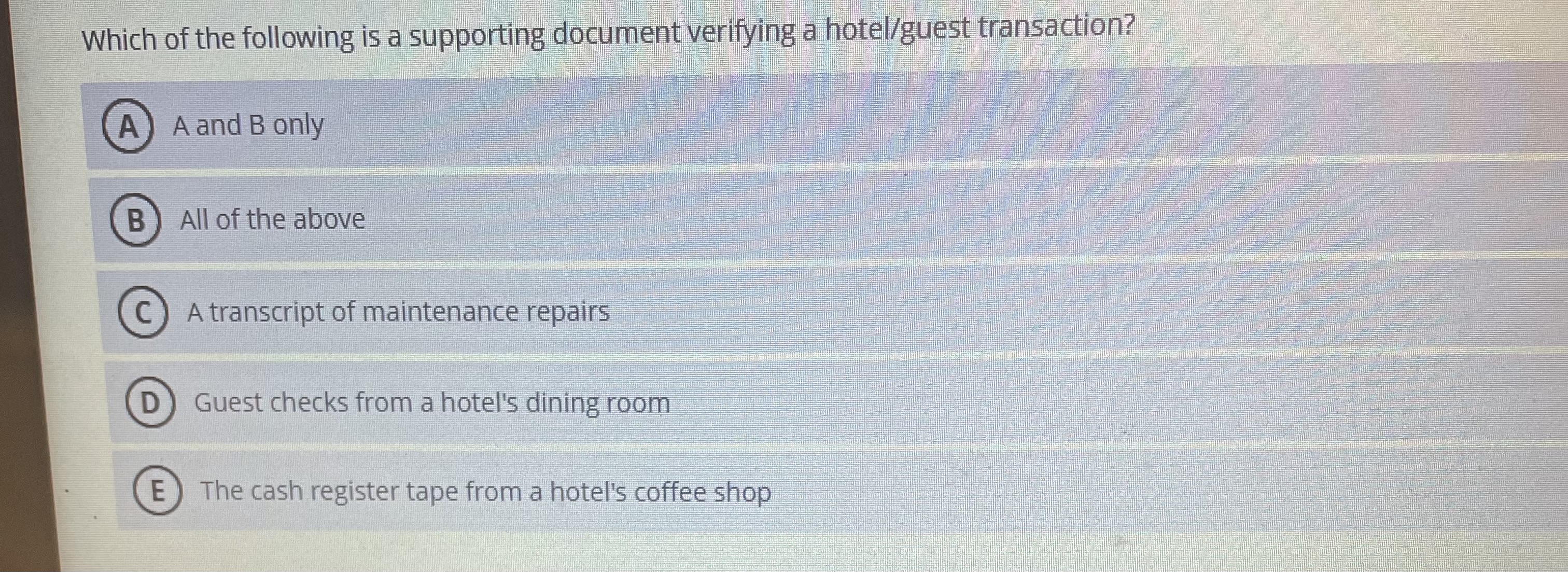 Solved Which of the following is a supporting document | Chegg.com