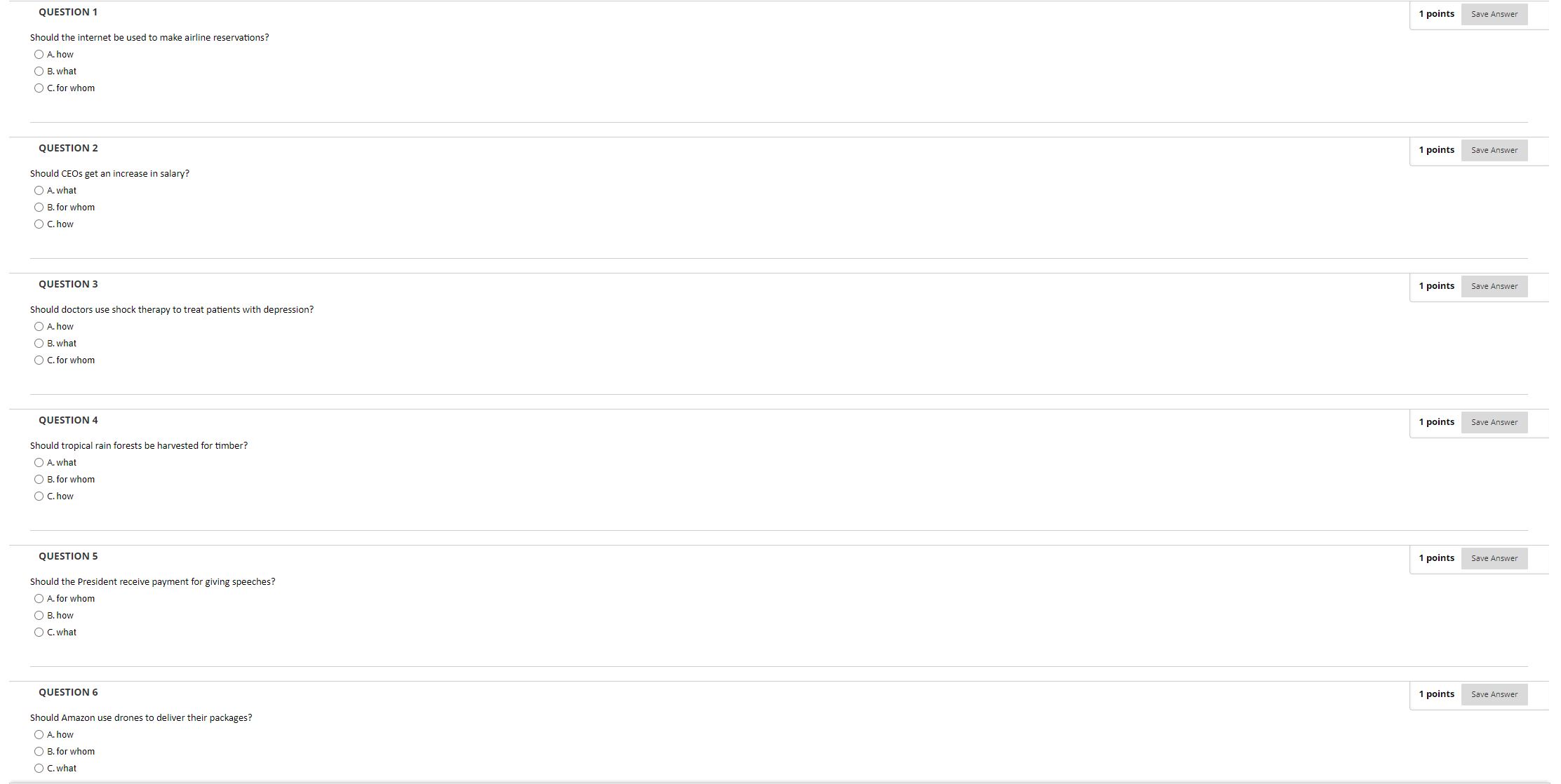 Solved For each decision, you must answer which of the Three | Chegg.com