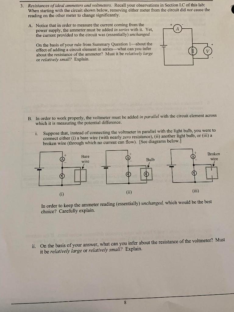Solved 3. Resistances of ideal ammeters and voltmeters. | Chegg.com