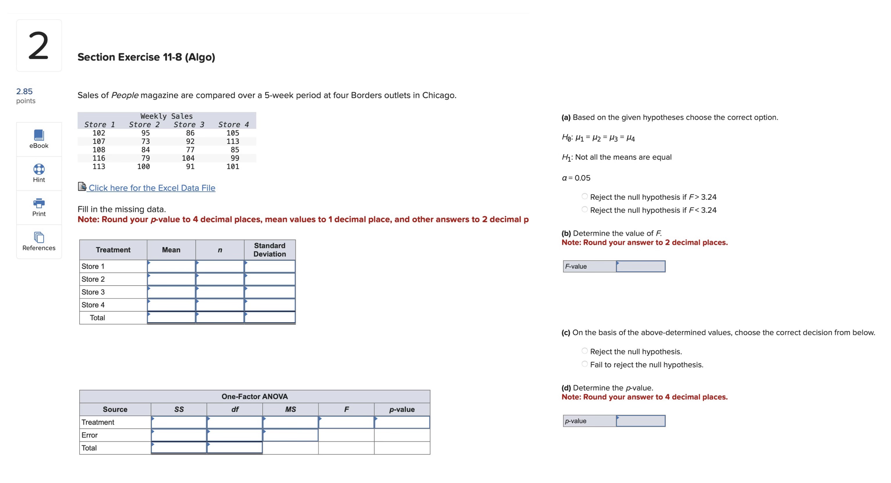 Solved Section Exercise 11-8 (Algo)Sales of People magazine | Chegg.com