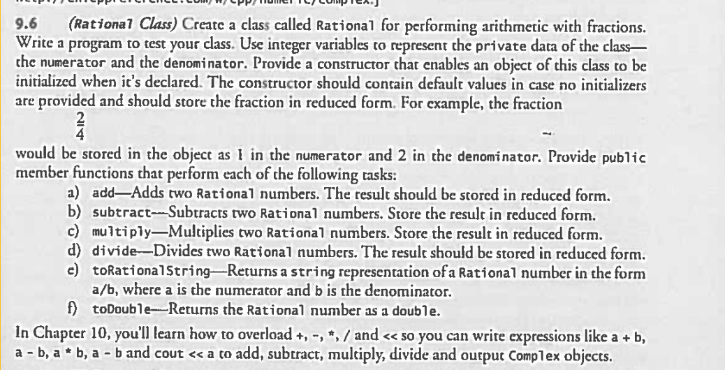 Solved 9.6 (Rational Class) Create a class called Rational | Chegg.com