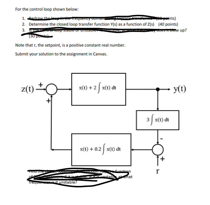 Solved For the control loop shown below: 1. Redraw the loop | Chegg.com