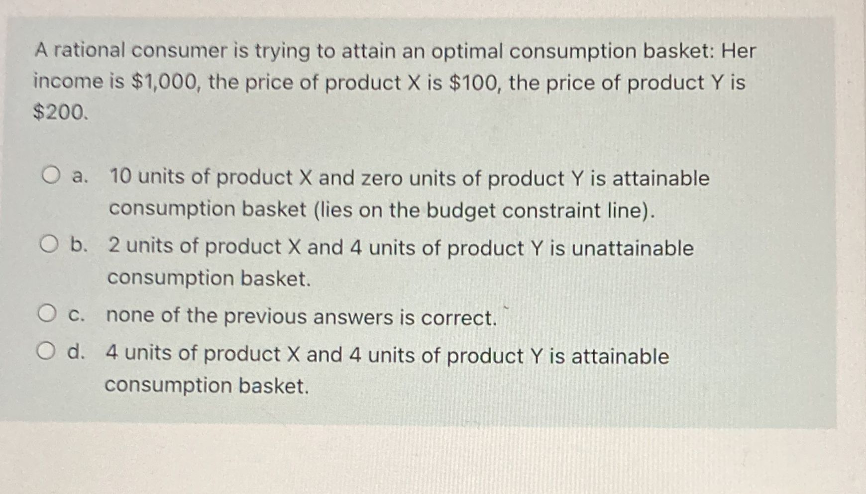 Solved A rational consumer is trying to attain an optimal | Chegg.com