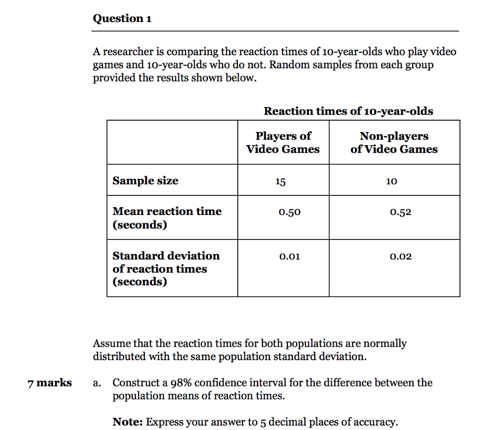 Solved Question 1 A researcher is comparing the reaction | Chegg.com
