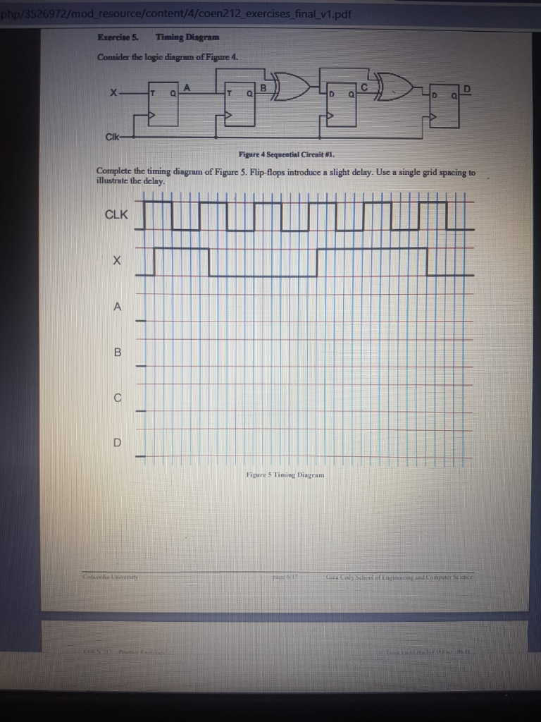 Exercises Final V1 Exercise 5 Timing Diagram Consider Logic Diagram Figure 4 T D D Figure 