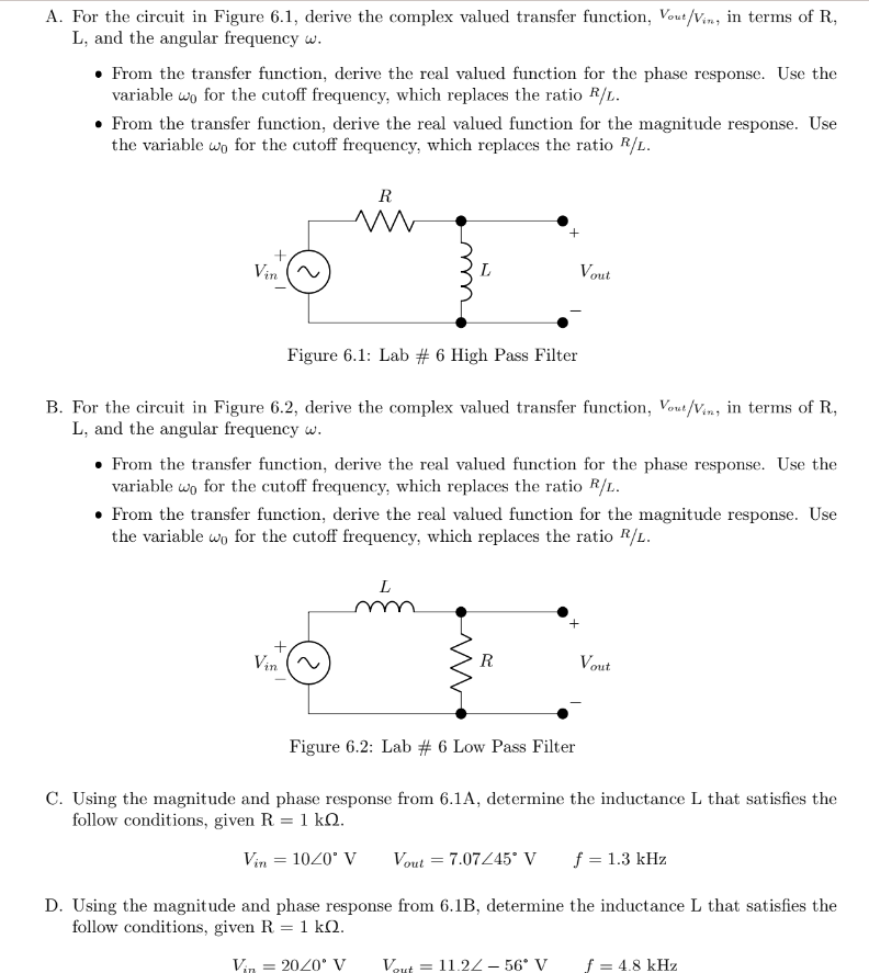 Solved A. For the circuit in Figure 6.1, derive the complex | Chegg.com
