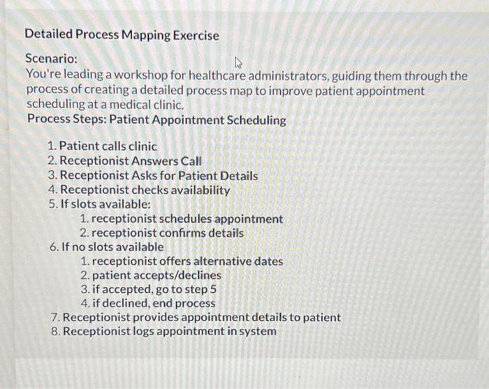 Solved Detailed Process Mapping Exercise Scenario: You're | Chegg.com