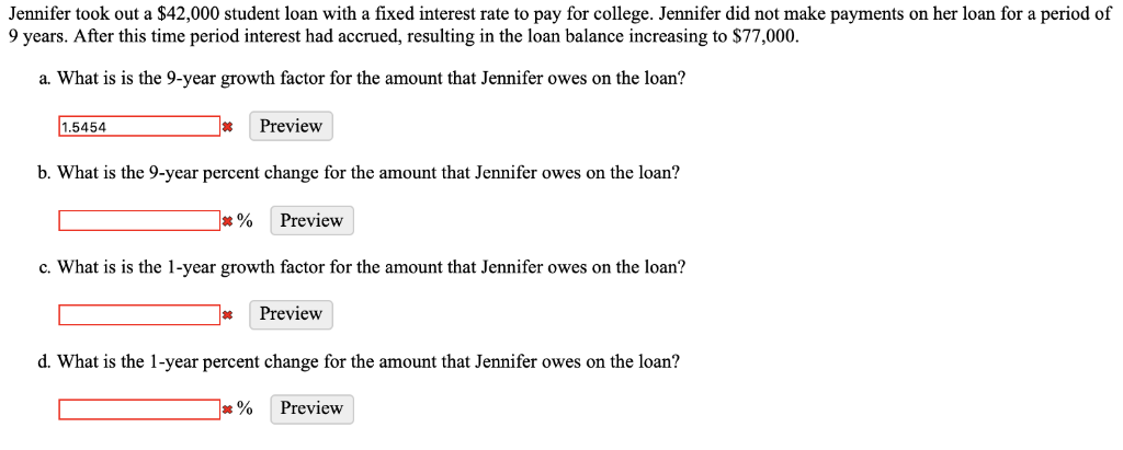 Solved Jennifer took out a $42,000 student loan with a fixed | Chegg.com