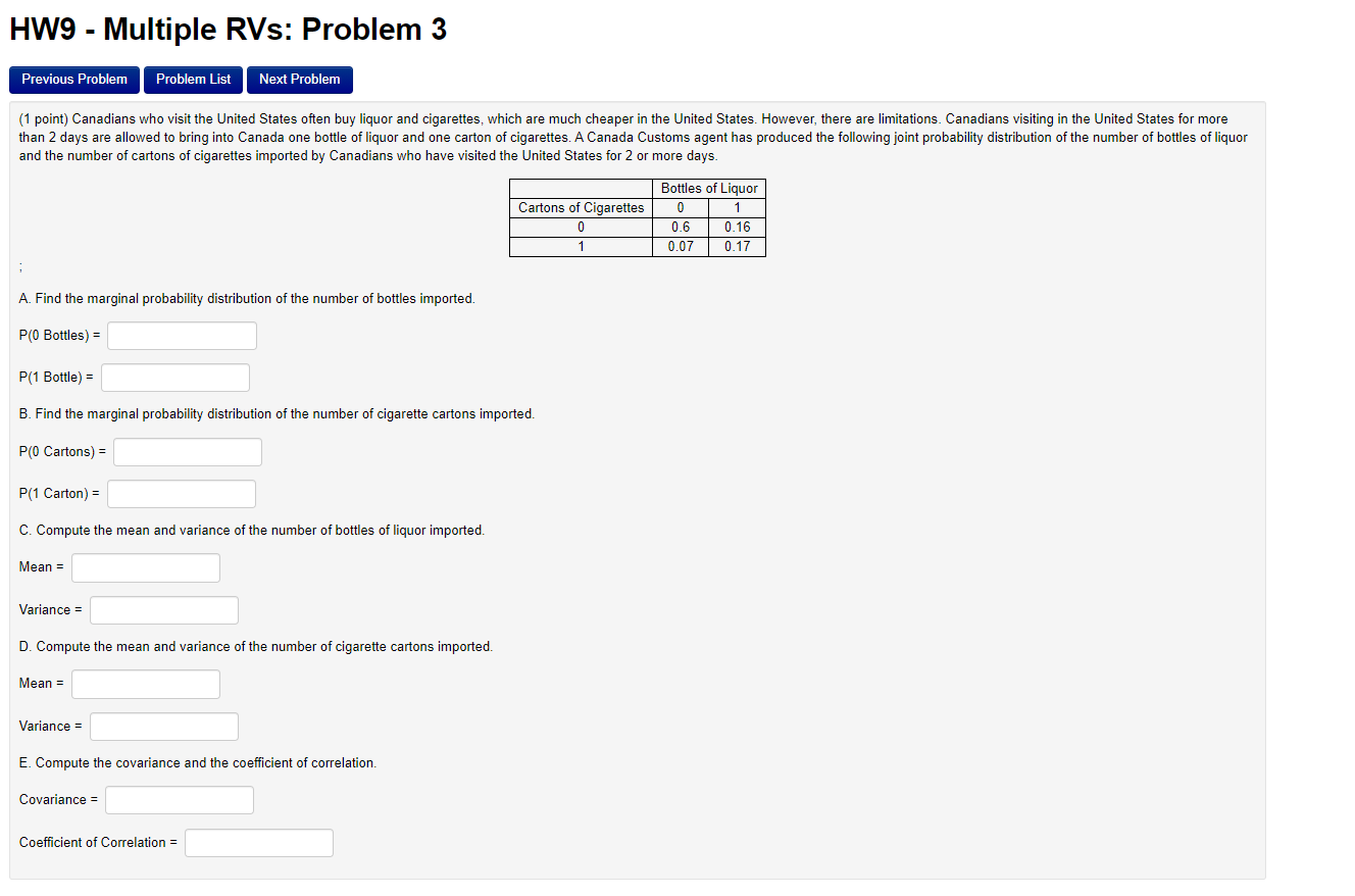 Solved HW9 - Multiple RVs: Problem 3 Previous Problem | Chegg.com