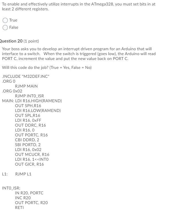 Solved To enable and effectively utilize interrupts in the | Chegg.com