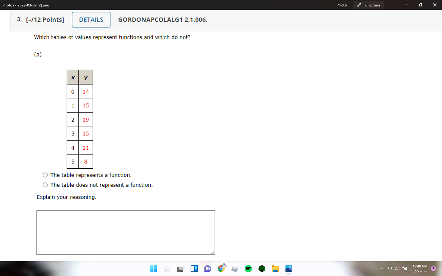 Solved Photos - 2022-03-07 (2).png 140% Fullscreen 0 x 3. | Chegg.com