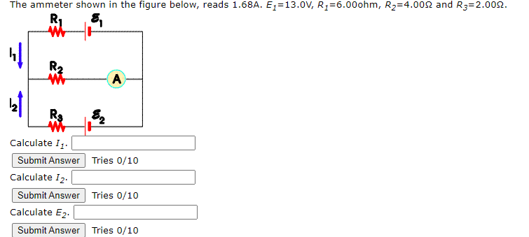Solved The ammeter shown in the figure below, reads 1.68A. | Chegg.com
