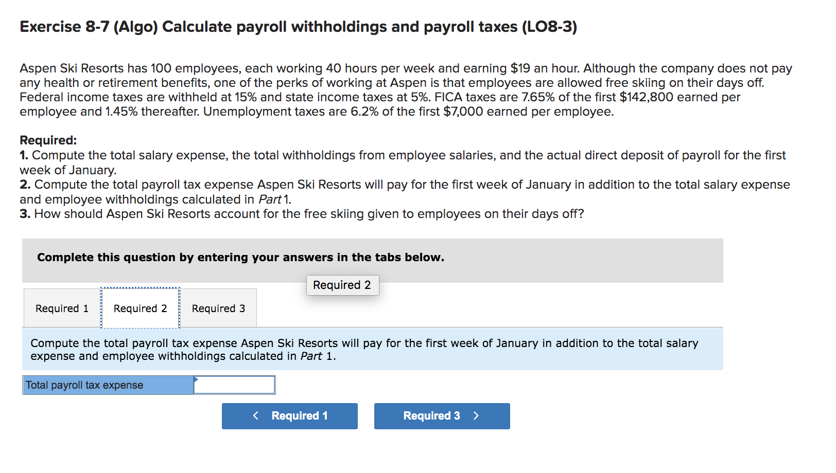 Solved Exercise 8-7 (Algo) Calculate payroll withholdings | Chegg.com