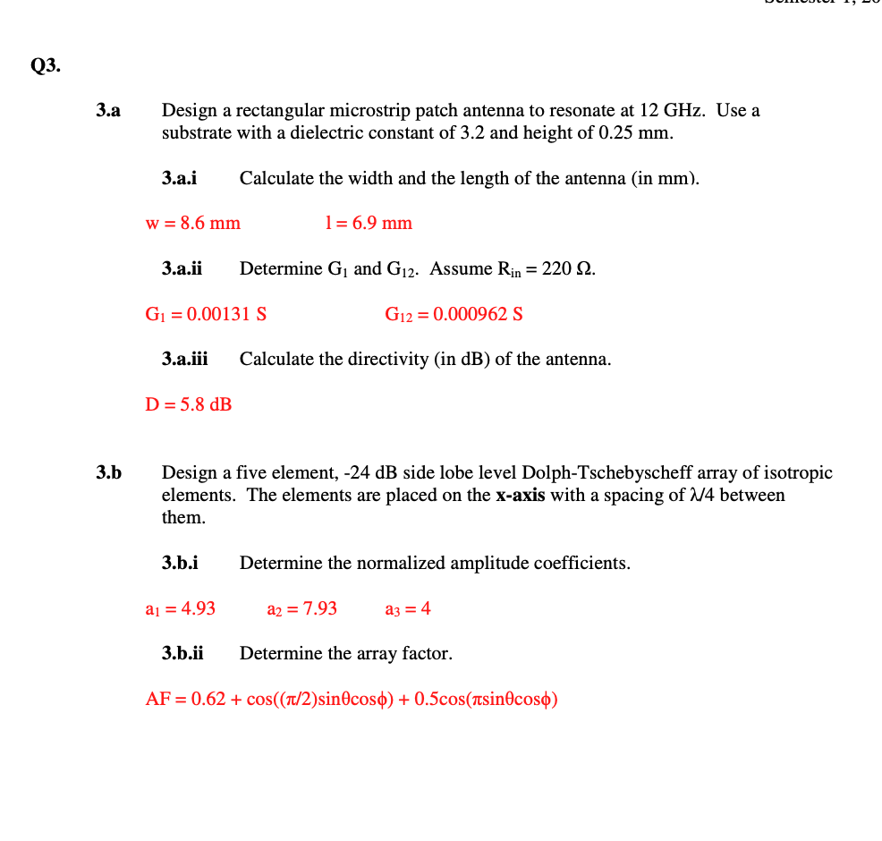 Solved 3.a Design a rectangular microstrip patch antenna to | Chegg.com