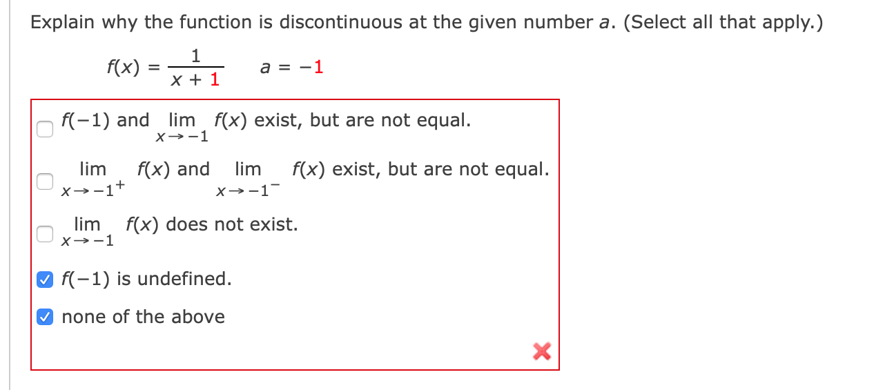 Solved Explain why the function is discontinuous at the | Chegg.com