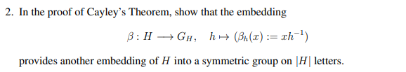 Solved In the proof of Cayley’s Theorem, show that the | Chegg.com