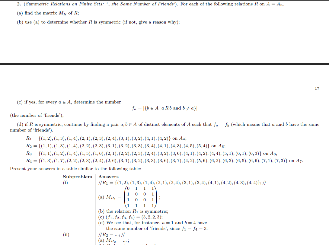 Solved 2. (Symmetric Relations on Finite Sets: '...the Same | Chegg.com