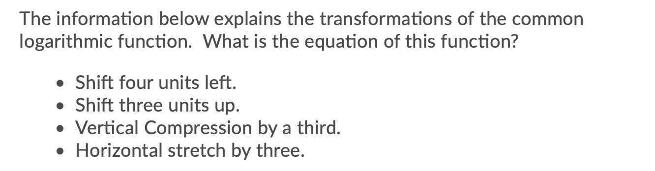 Solved The information below explains the transformations of | Chegg.com
