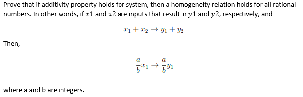 Solved Prove that if additivity property holds for system, | Chegg.com