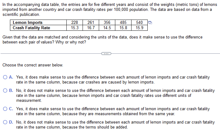 Solved In the accompanying data table, the entries are for | Chegg.com