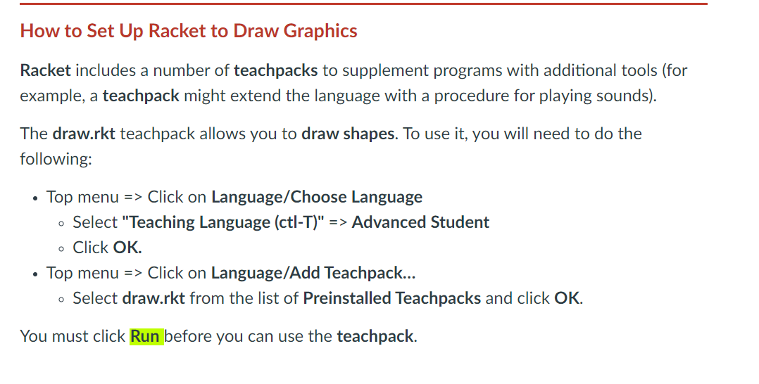 How to Set Up Racket to Draw Graphics Racket includes | Chegg.com