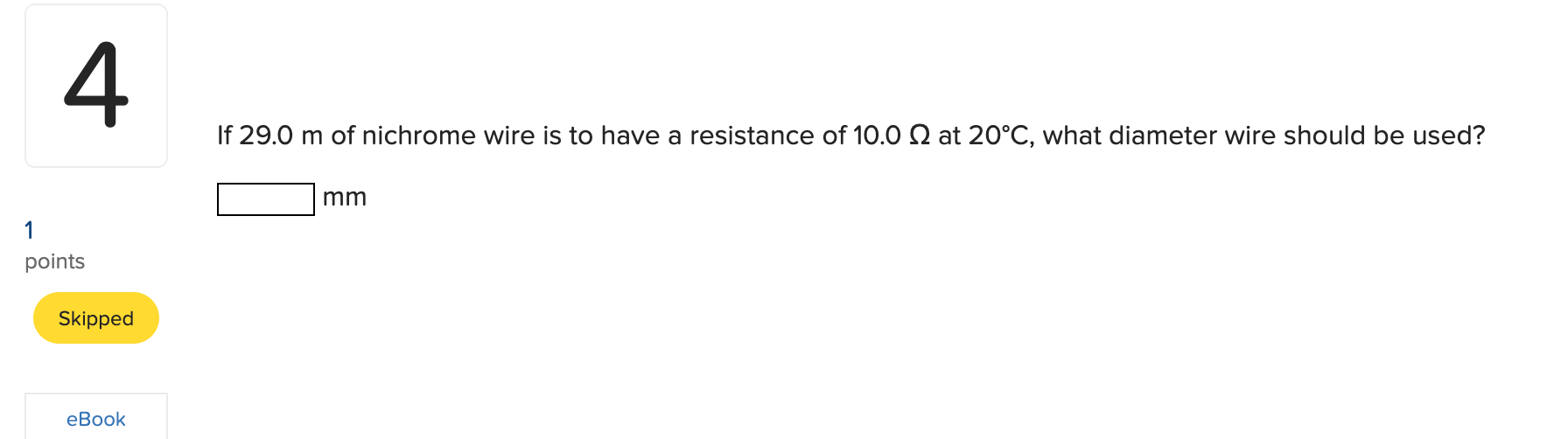 Solved If \\( 29.0 \\mathrm{~m} \\) of nichrome wire is to | Chegg.com