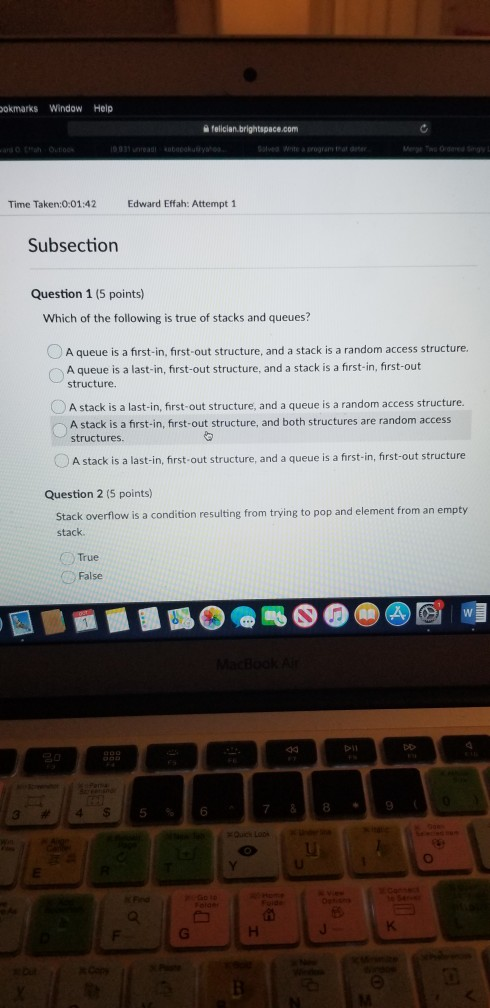 Solved okmarks Window Help a felician.brightspace.com ar | Chegg.com