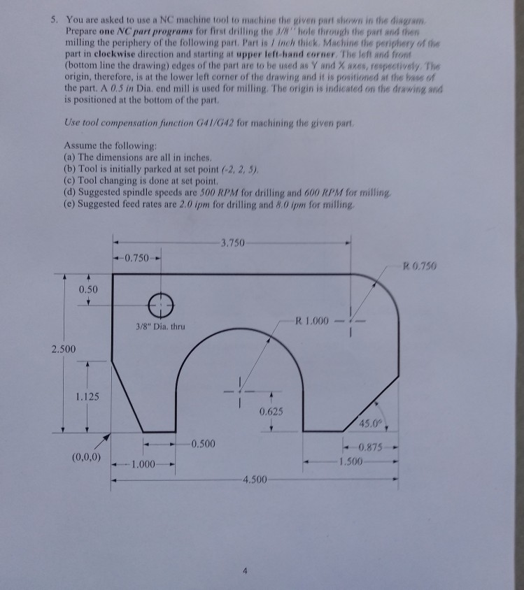 Solved 5. You are asked to use a NC machine tool to machine | Chegg.com
